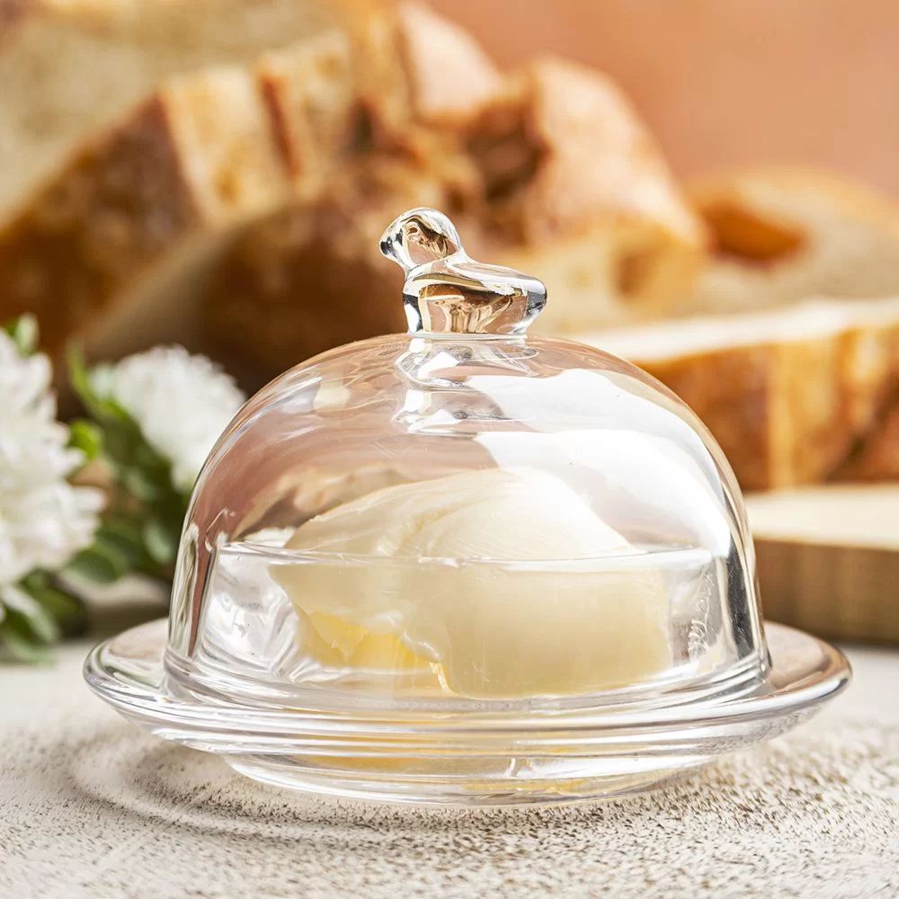 Mini Manteigueira de Vidro Pássaro 9x7,5cm 4076 - Bono - nivalmix