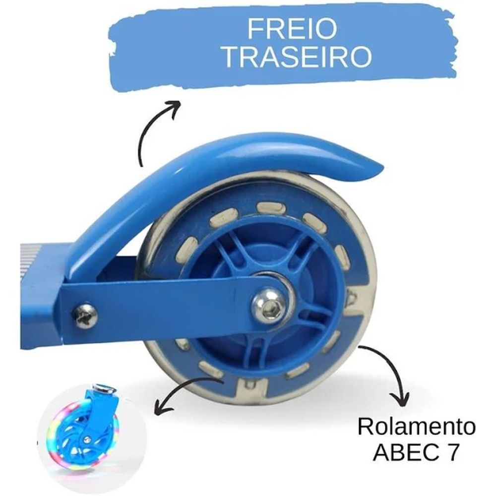Patinete 2 Rodas com Luz Metal Boy - Art Brink - nivalmix
