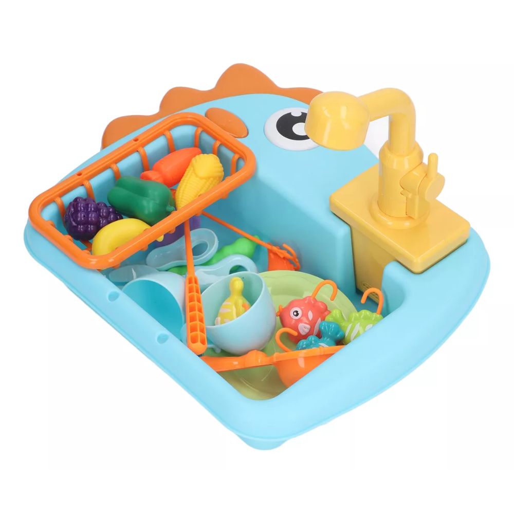 Pia Infantil com Torneira de Água e Pescaria Azul - Quanhe - nivalmix